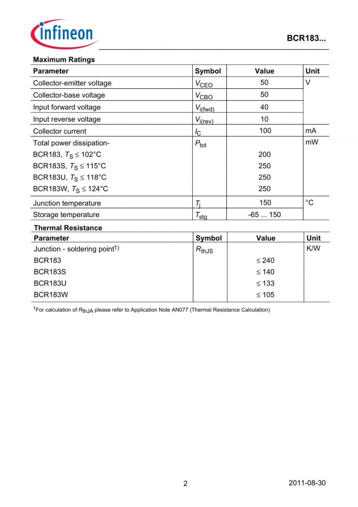 BCR 183 datasheet page 2