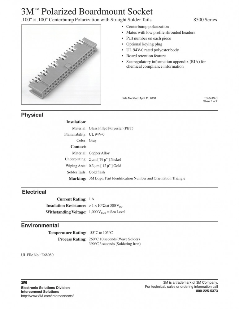 3M 8520-4500PL technical document page 1