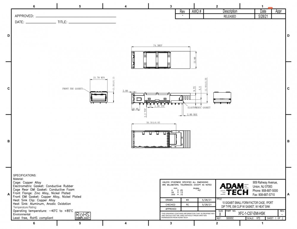 XFC-1-CS7-EMI-HSK technical drawing page 1