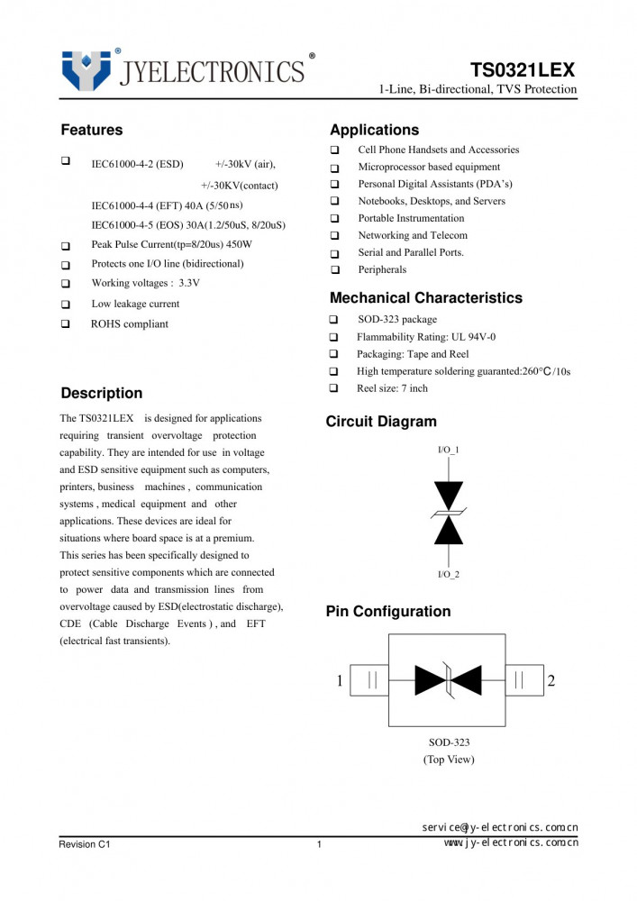 TS0321LEX datasheet page 1