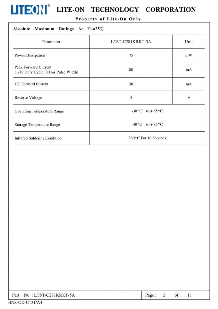 LTST-C281KRKT-5A datasheet page 3