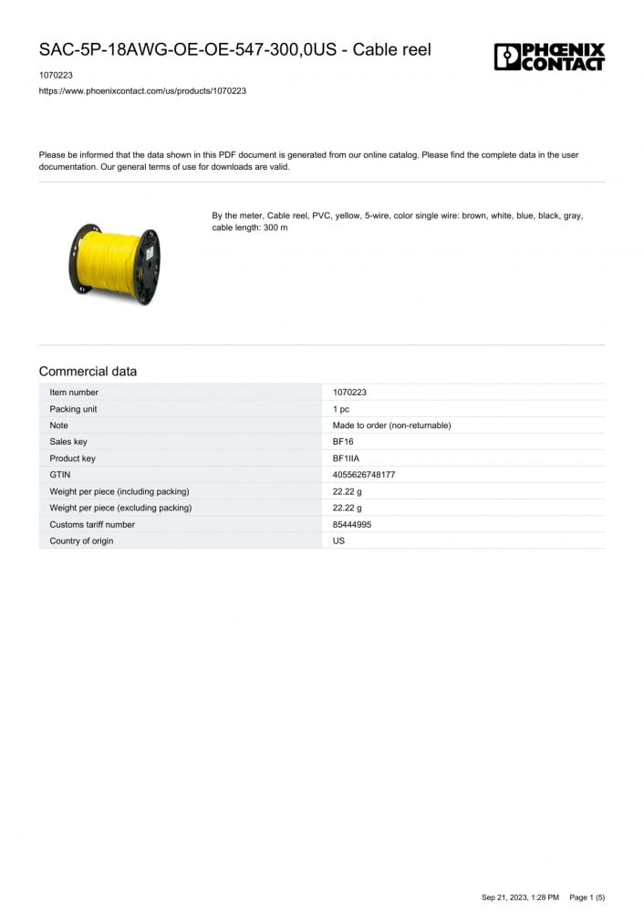 Phoenix Contact 1070223 document page 1
