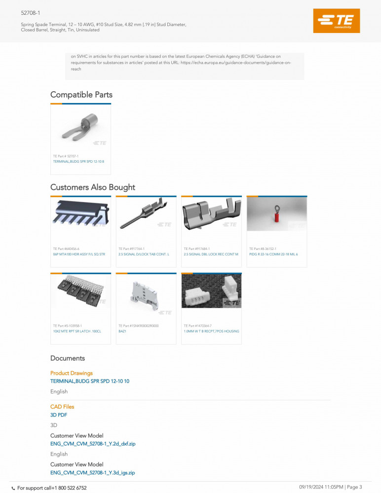 TE Connectivity 52708-1 technical document page 3