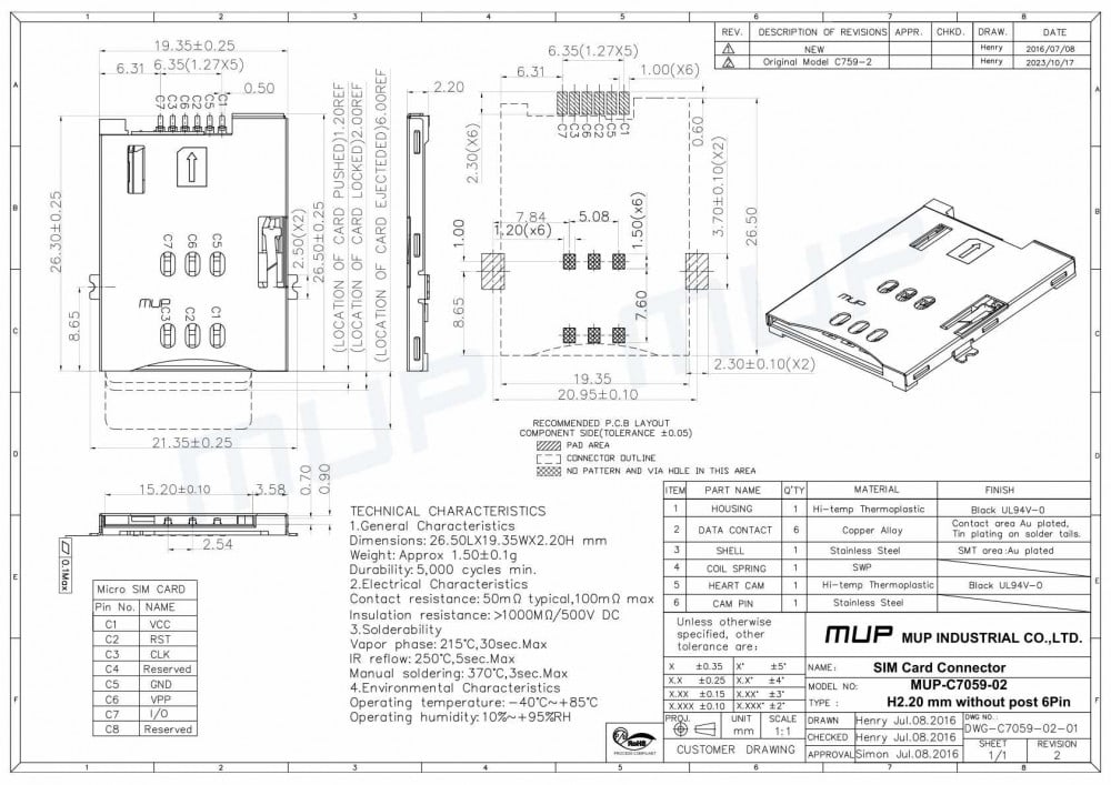 MUP C7059-02 technical drawing