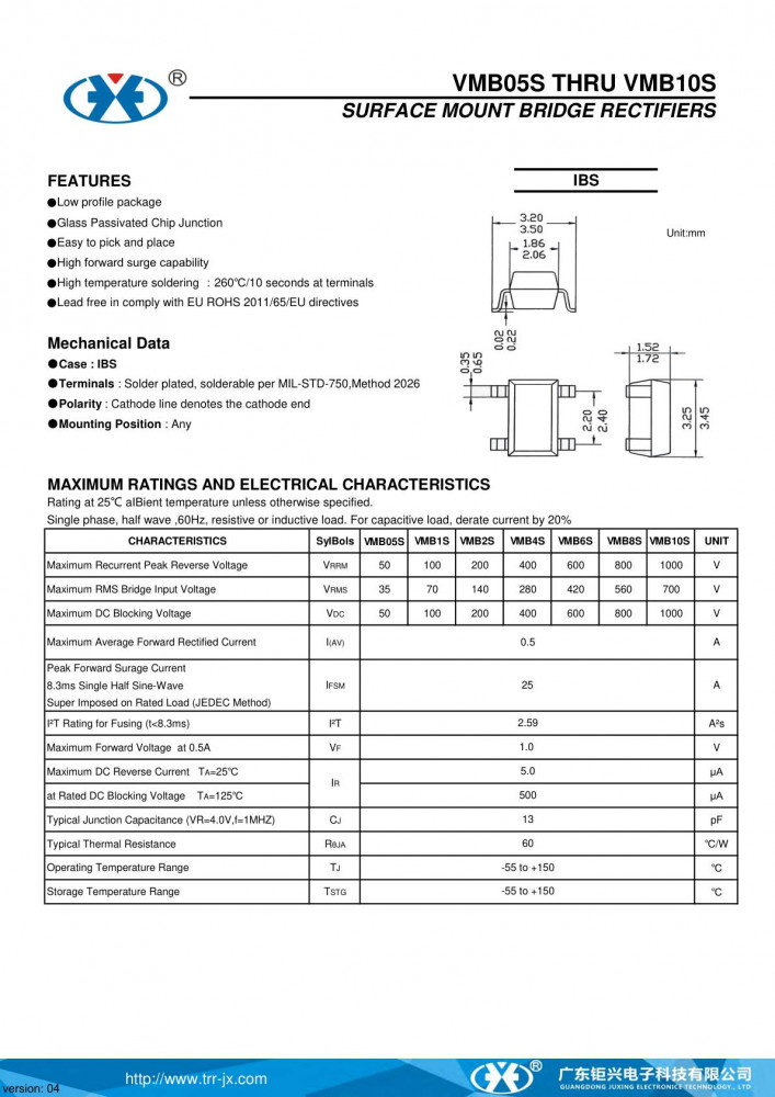 JUXING VMB10S datasheet page 1