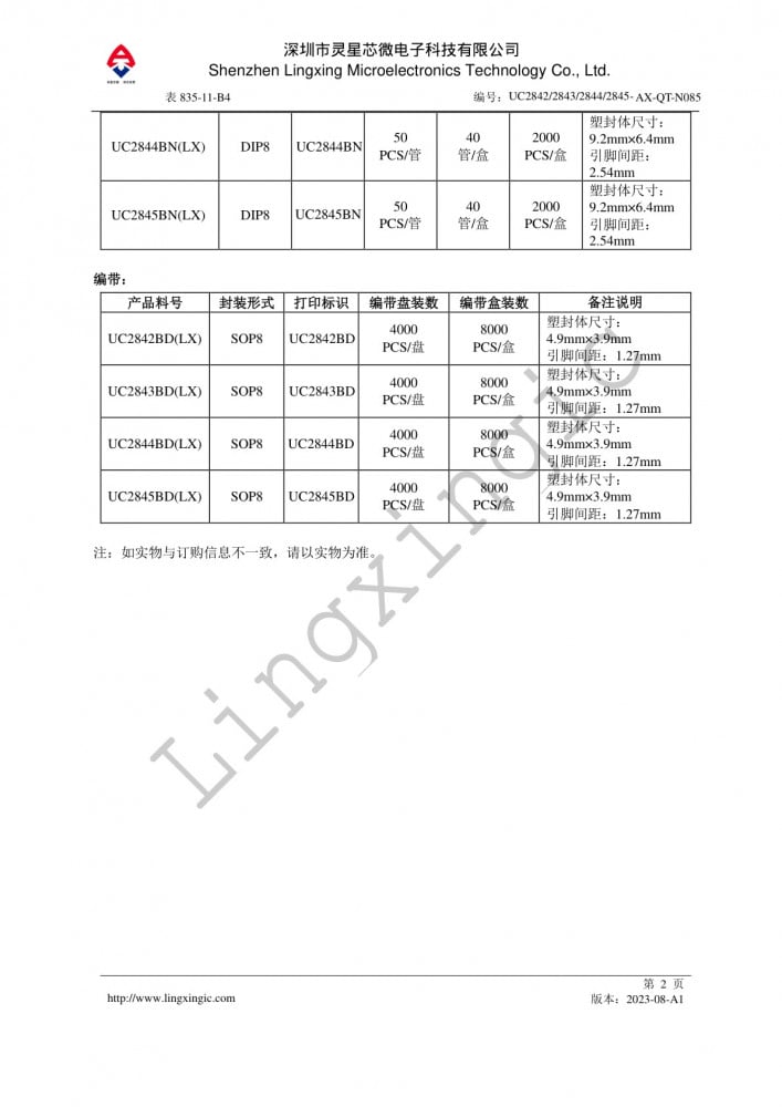 UC2843BN(LX) datasheet page 4