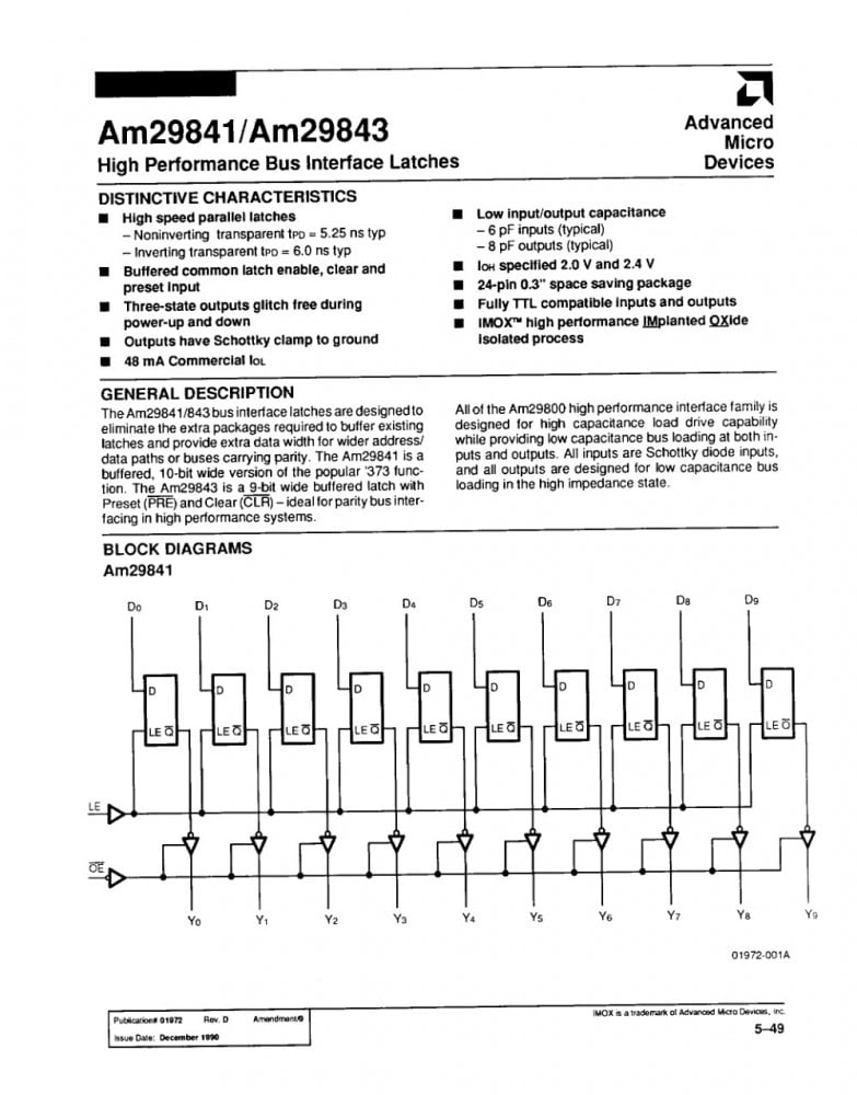AMD AM29843DMB datasheet page 1
