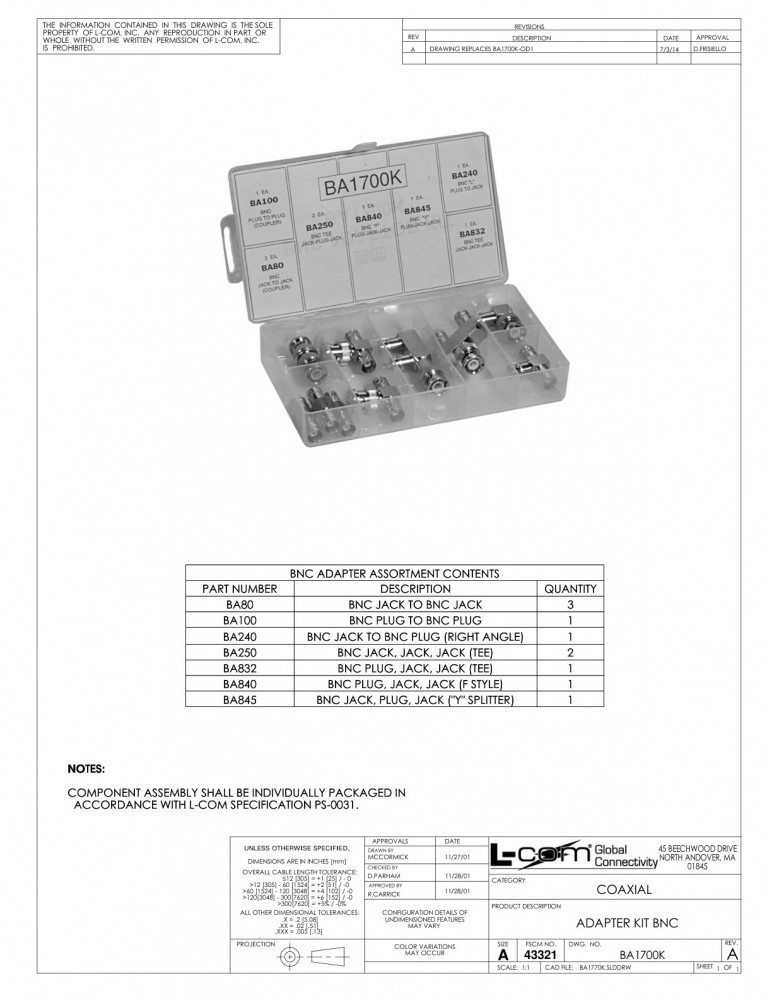 L-com BA1700K technical drawing preview