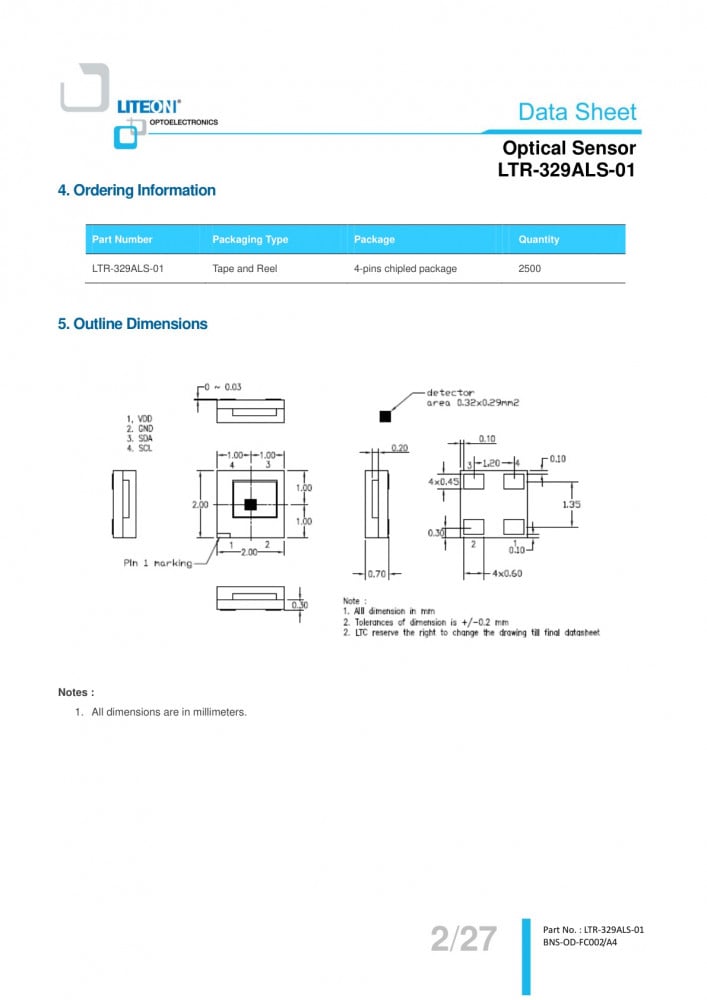 LTR-329ALS-01 datasheet page 3