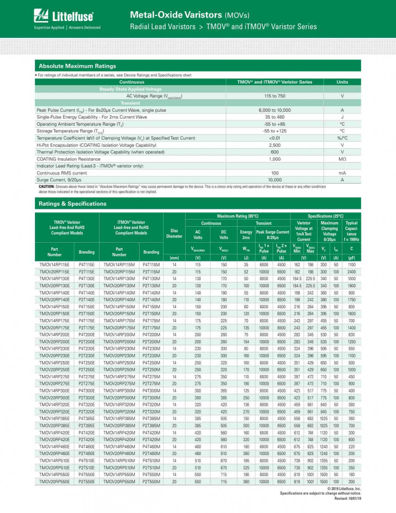 TMOV series datasheet page 2
