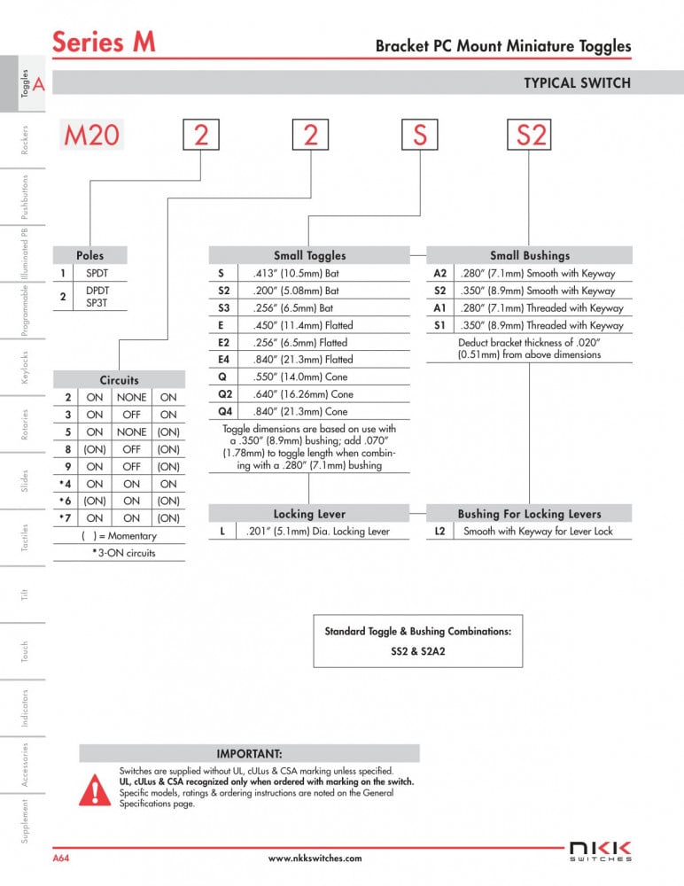NKK Switches product document page 1