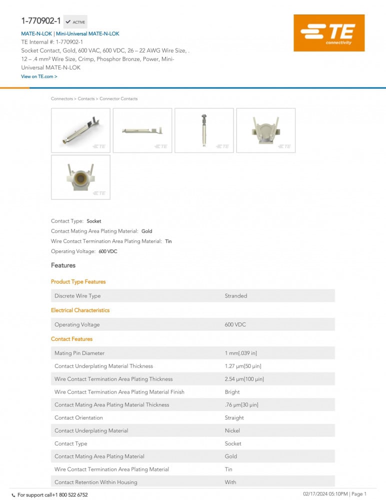 TE Connectivity 1-770902-1 technical document page 1