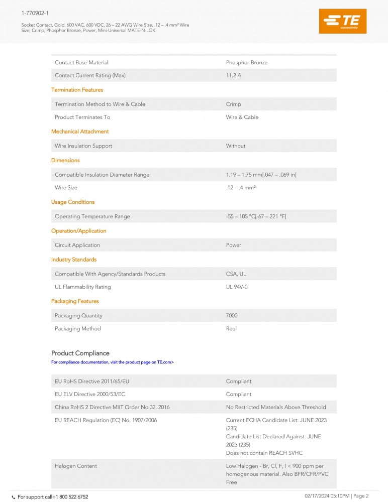 TE Connectivity 1-770902-1 technical document page 2