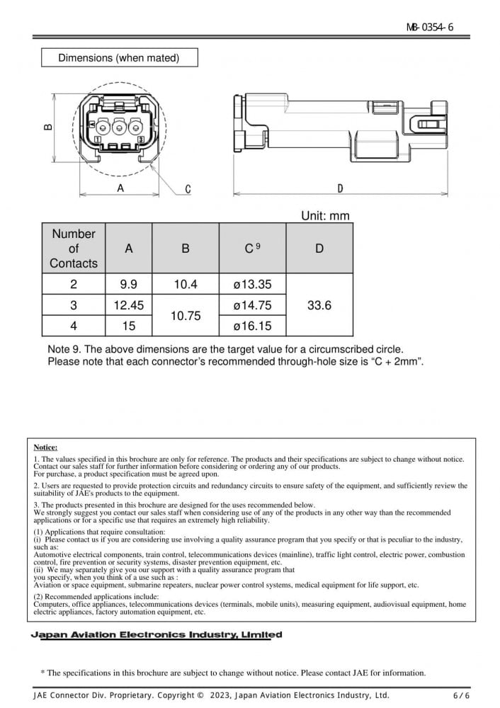 JAE MX80 Series documentation page 6