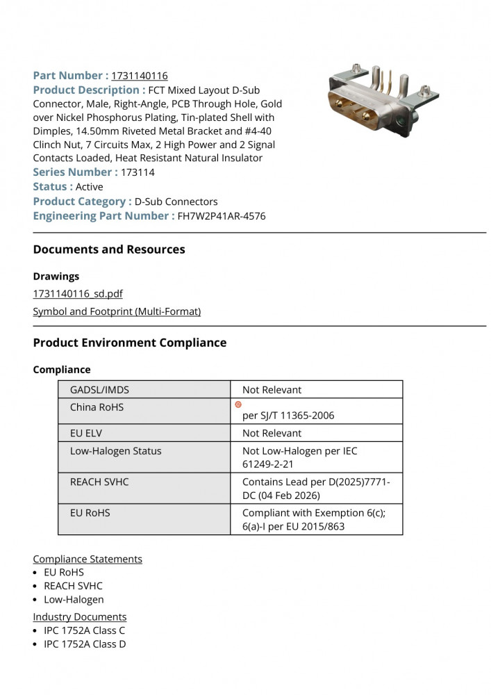 MOLEX 1731140116 drawing preview, page 1