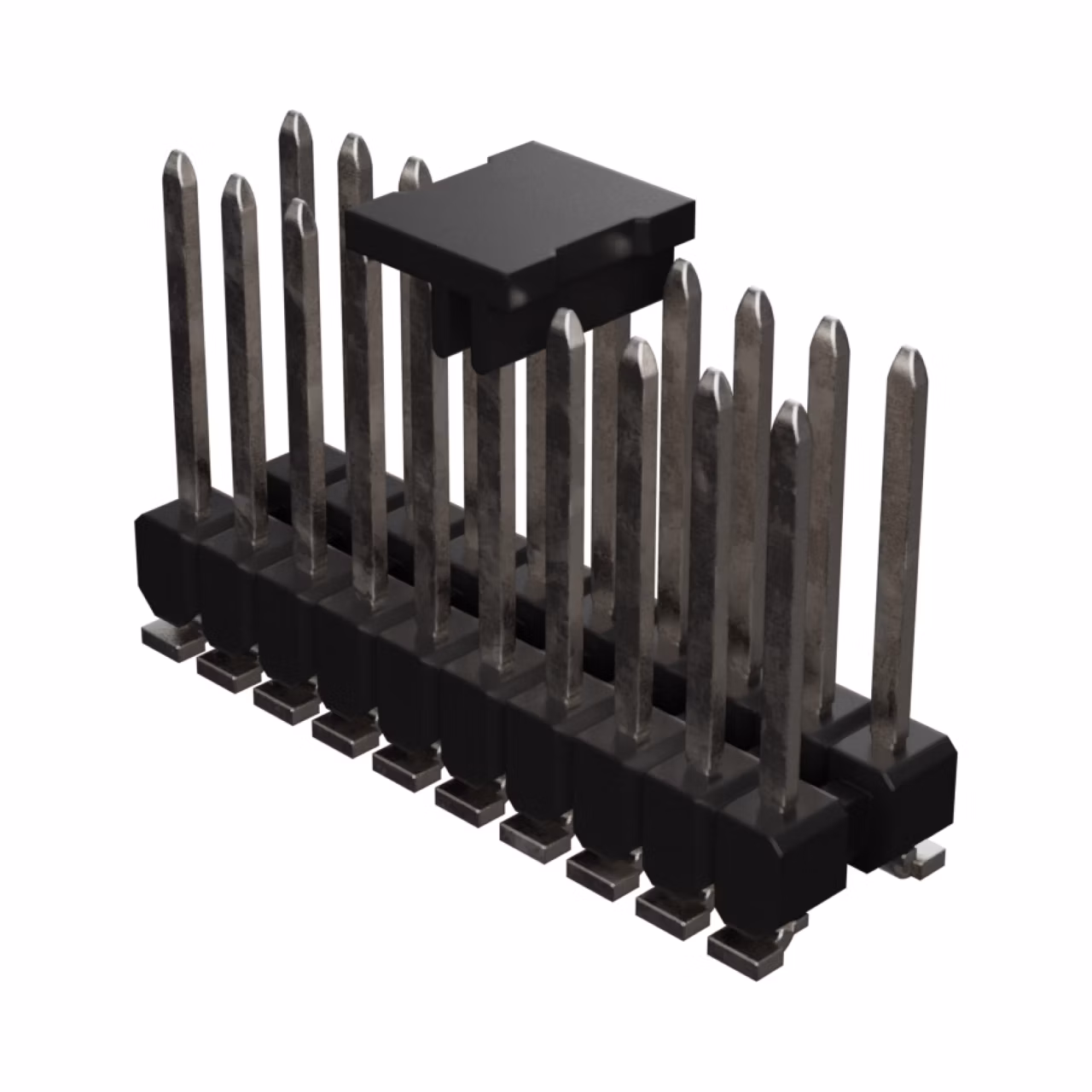 MX150 Dual Row Header, Vertical, 20 Circuits, Surface Mount, 1.5µm Matte  Tin (Sn) Plating, 15.60mm Mating Pin Length, with Pick and Place Cap for sale