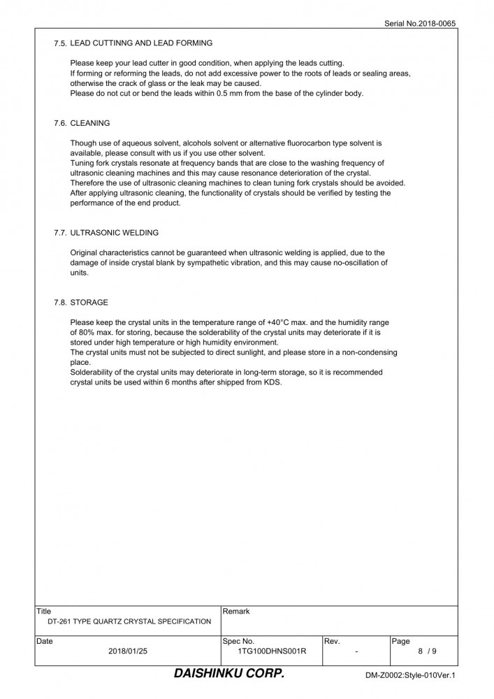 KDS 1TG100DHNS001R specification page 9