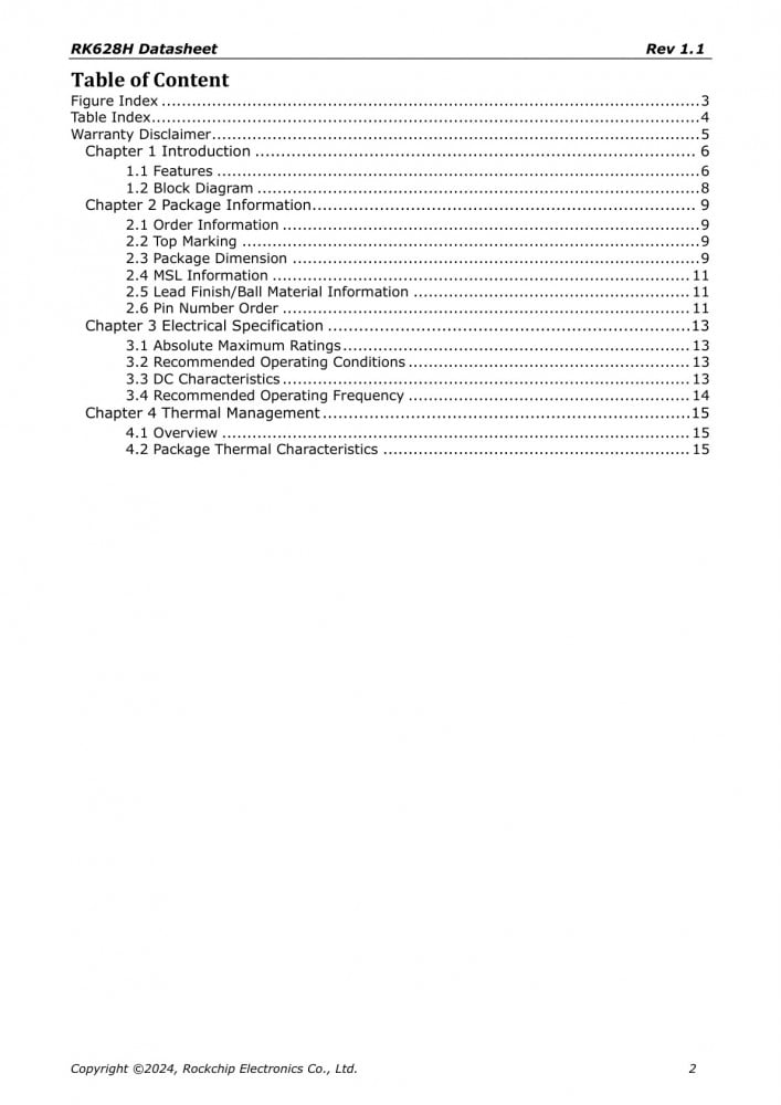 RK628H datasheet page 2