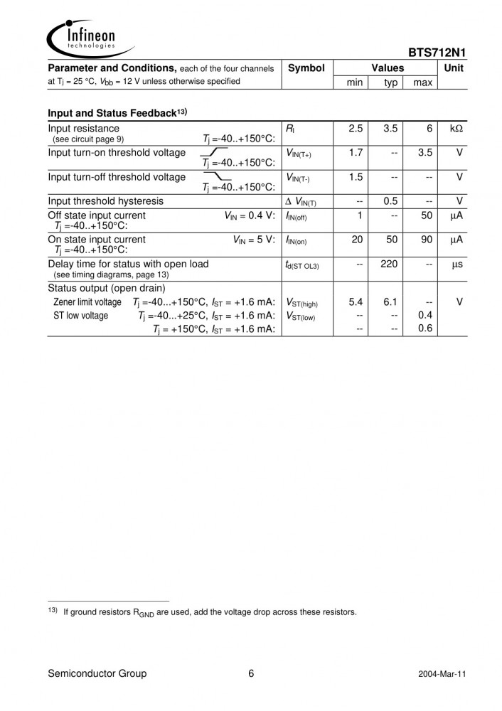 BTS712N1XUMA1 datasheet page 6