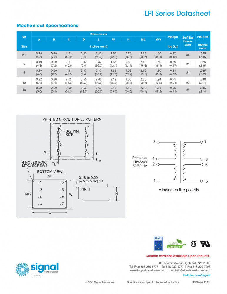 Bel Fuse LPI transformer datasheet page 3