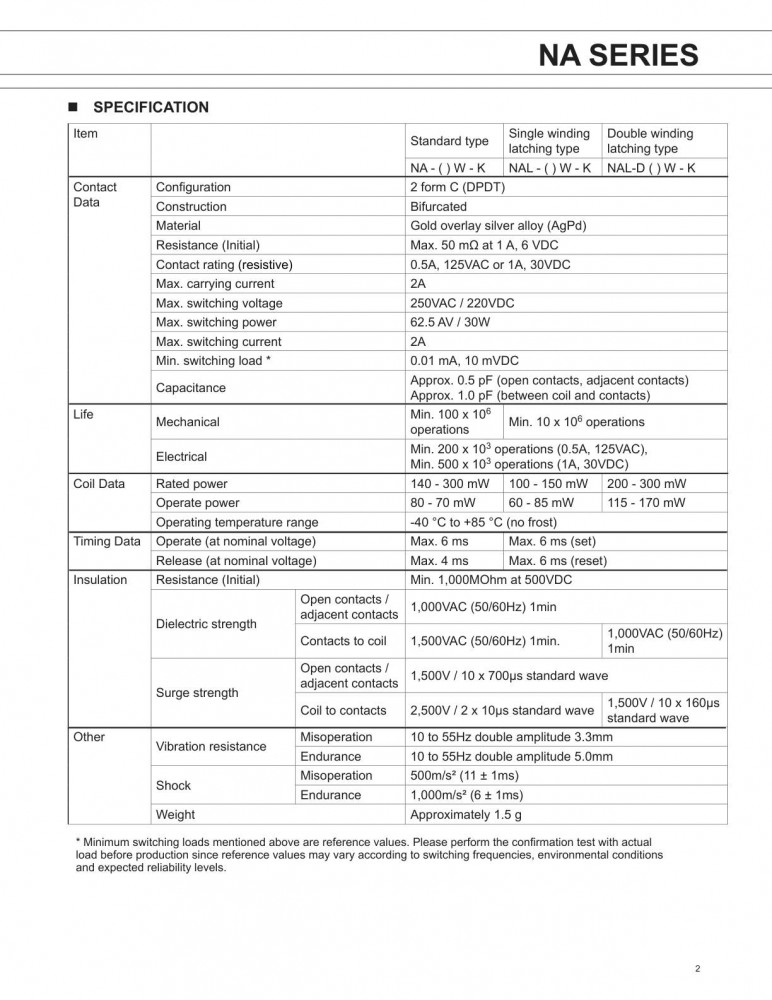 FUJITSU NA Series datasheet page 2