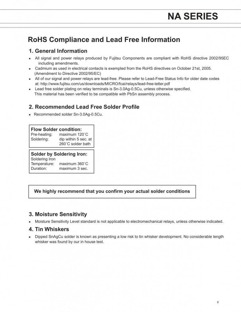 FUJITSU NA Series datasheet page 8