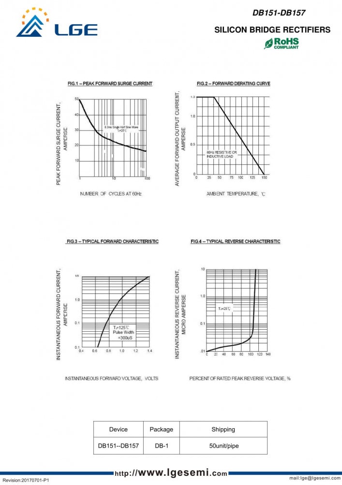 LGE DB155 DB-1 bridge rectifier datasheet page 2