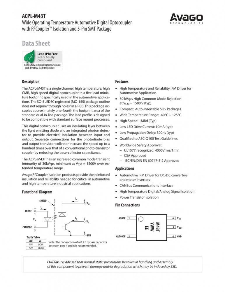ACPL-M43T datasheet page 1