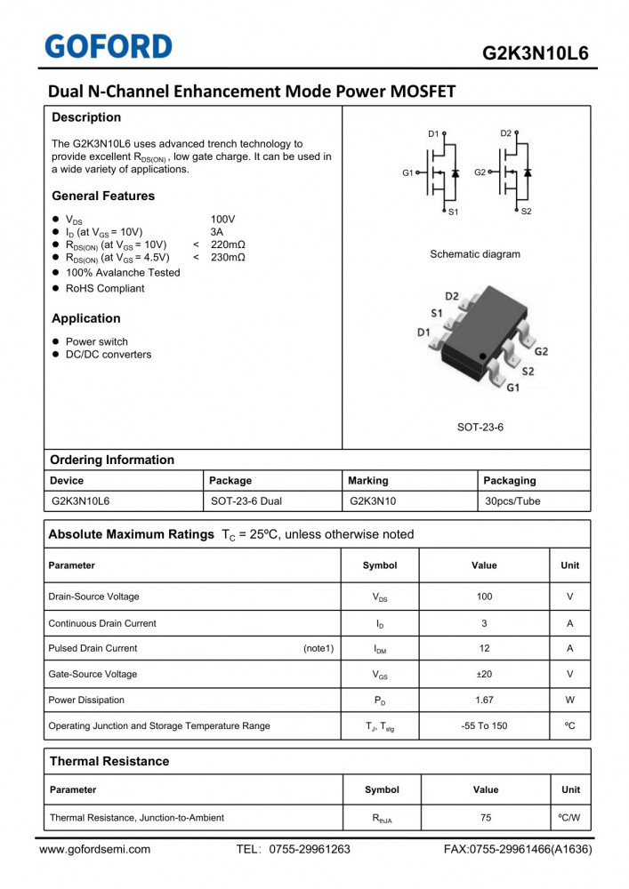 G2K3N10L6 datasheet page 1