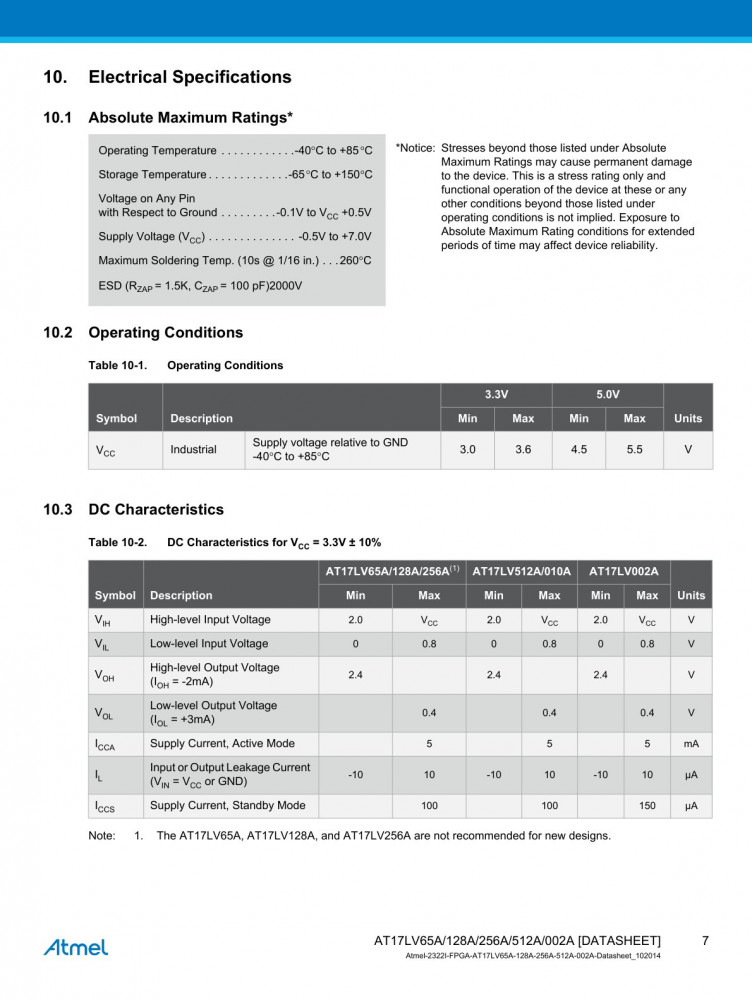 AT17LV010A datasheet page 7
