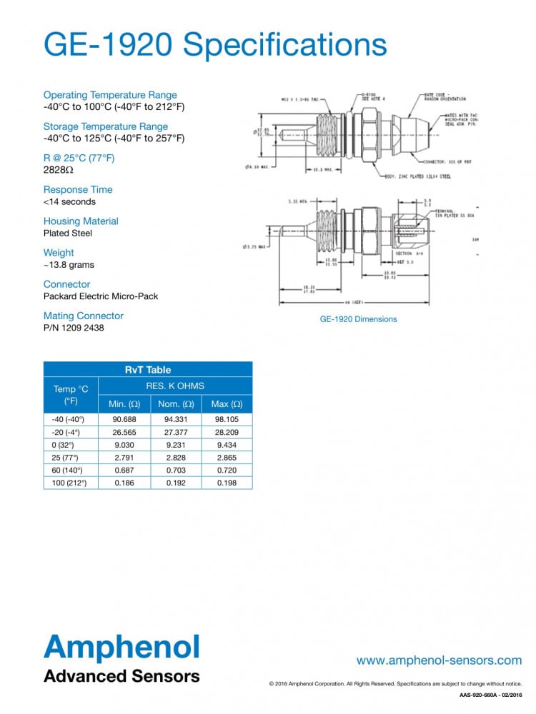 Amphenol GE-1920 technical document page 2