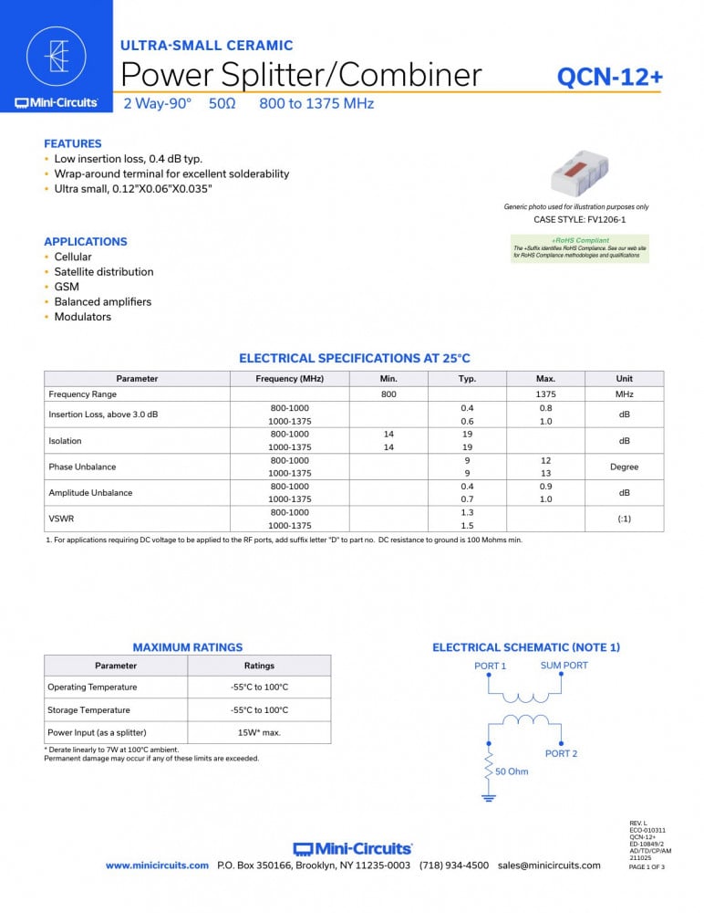 QCN-12+ datasheet page 1