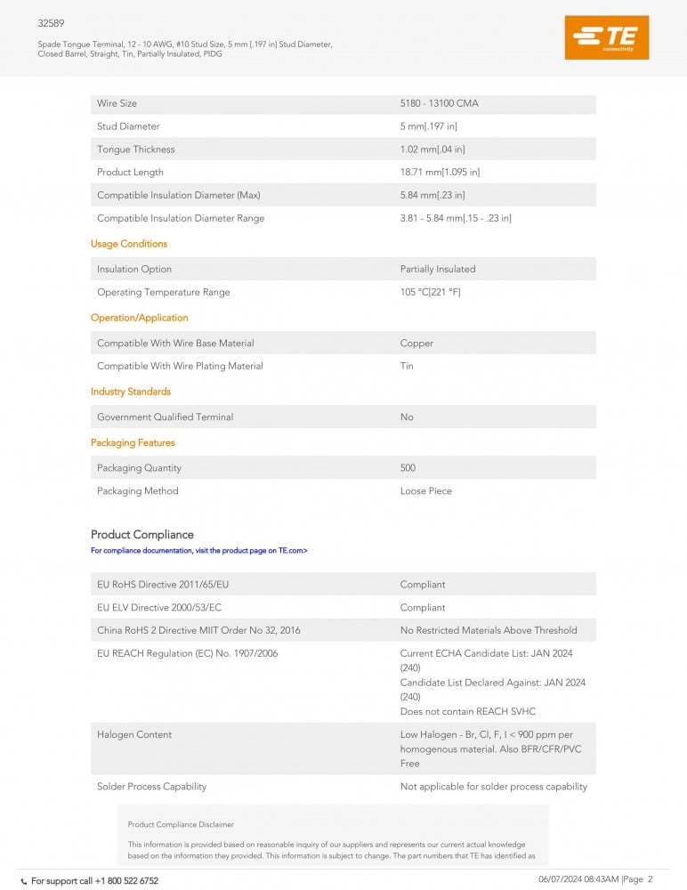 TE Connectivity 32589 technical document page 2