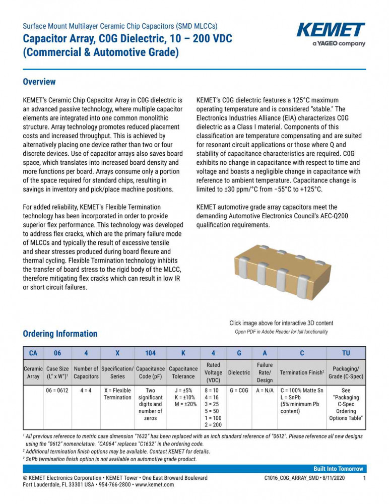 KEMET CA064 series datasheet page 1