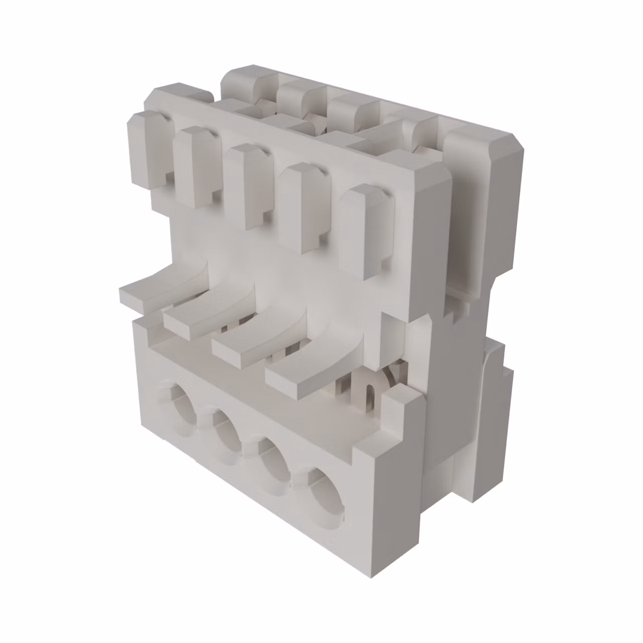 Appli-Mate RAST 2.5 Female Connector, 2.50mm Pitch, 4 Circuits, All Position Keys, Open Endwalls, Polarizing Rib Between Circuits 3 & 4 for sale