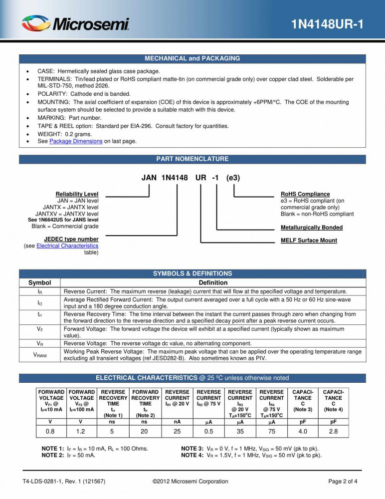 1N4148UR-1/TR datasheet page 2