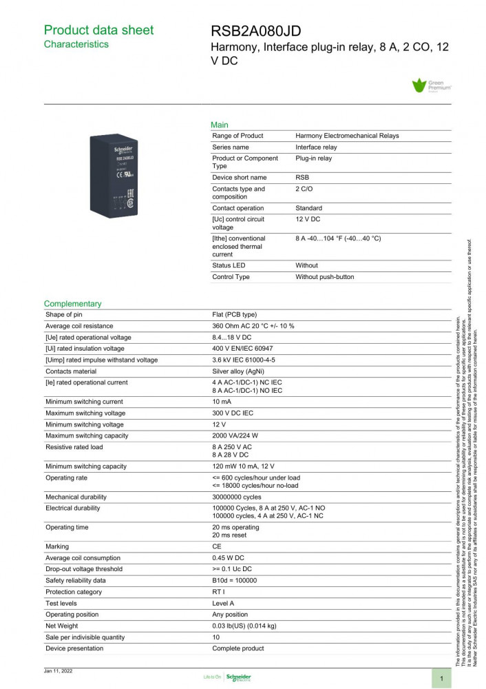 RSB2A080JD technical document page 1