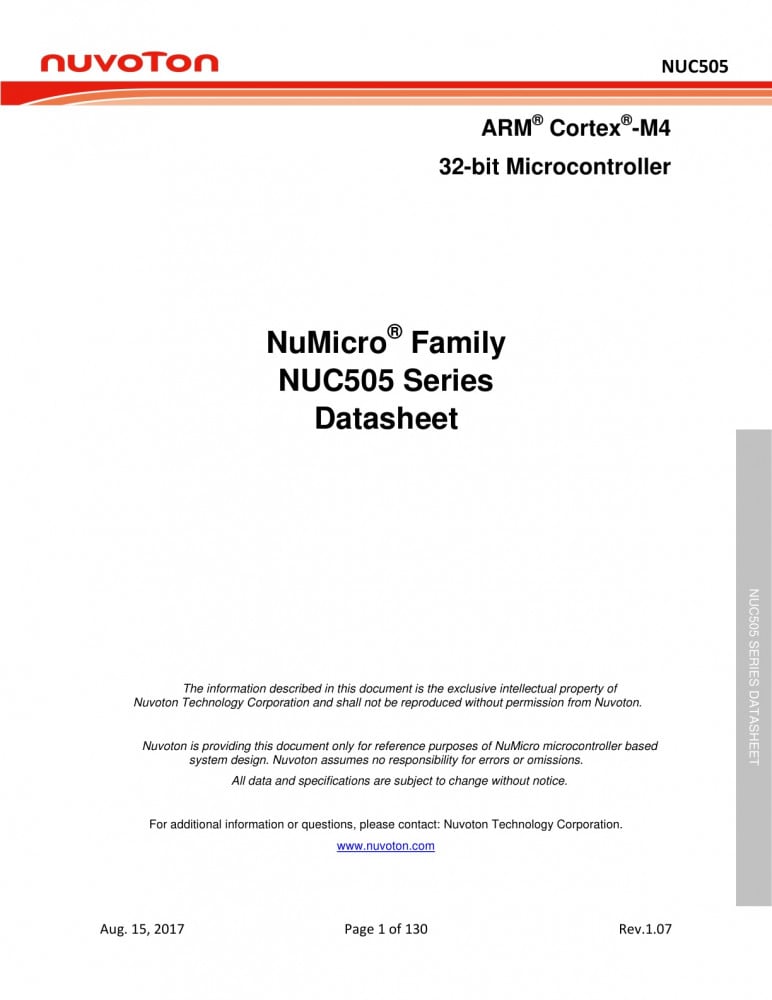 NUC505 datasheet page 1