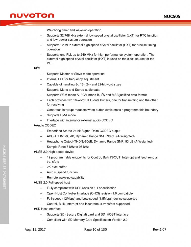 NUC505 datasheet page 10