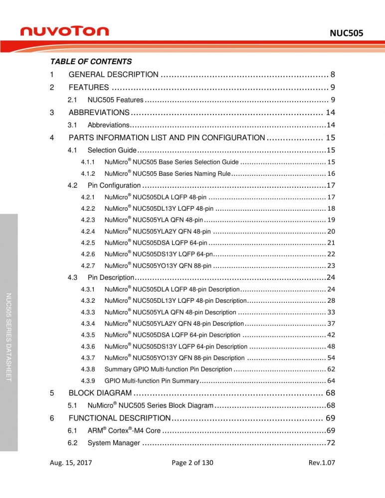 NUC505 datasheet page 2
