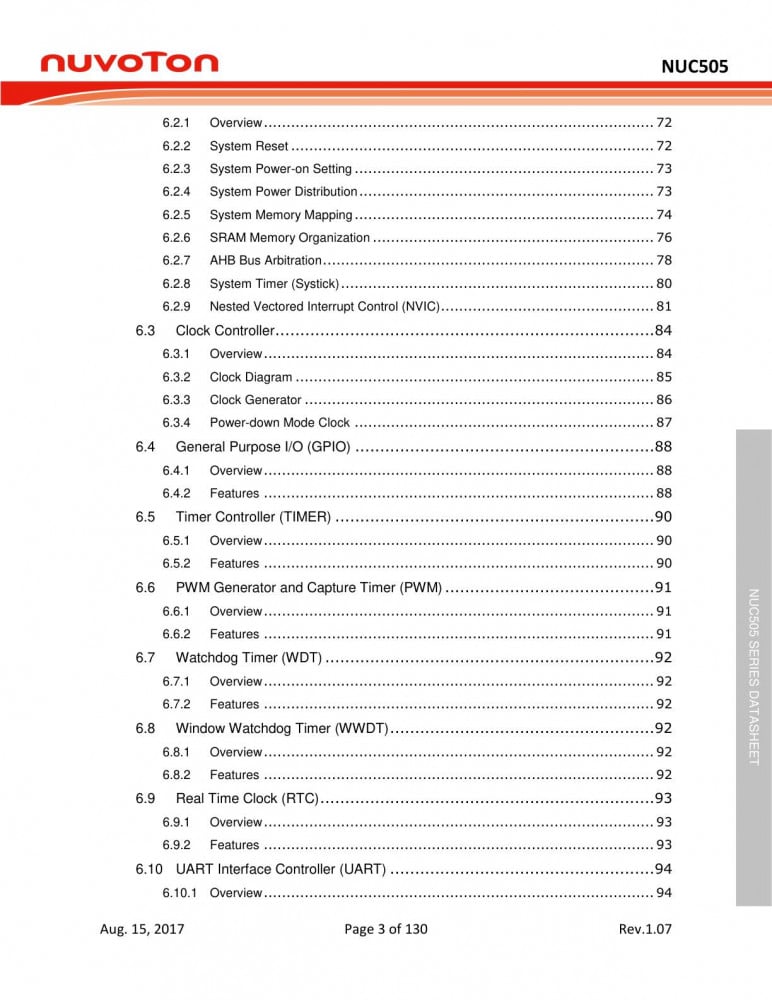 NUC505 datasheet page 3