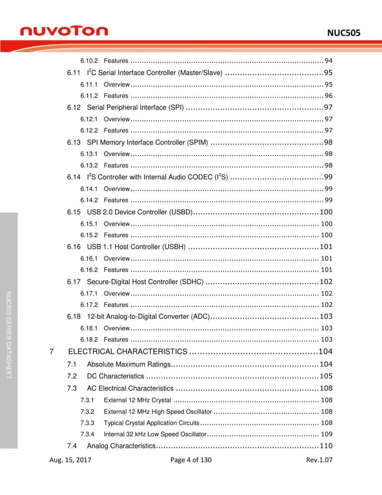 NUC505 datasheet page 4