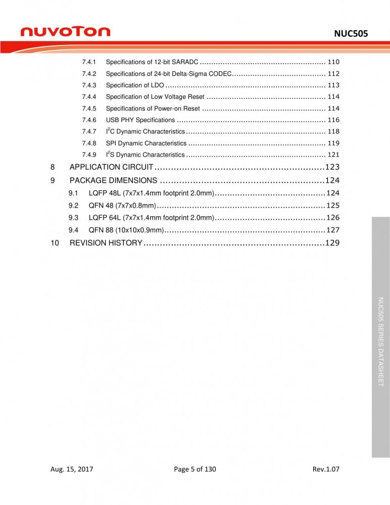 NUC505 datasheet page 5