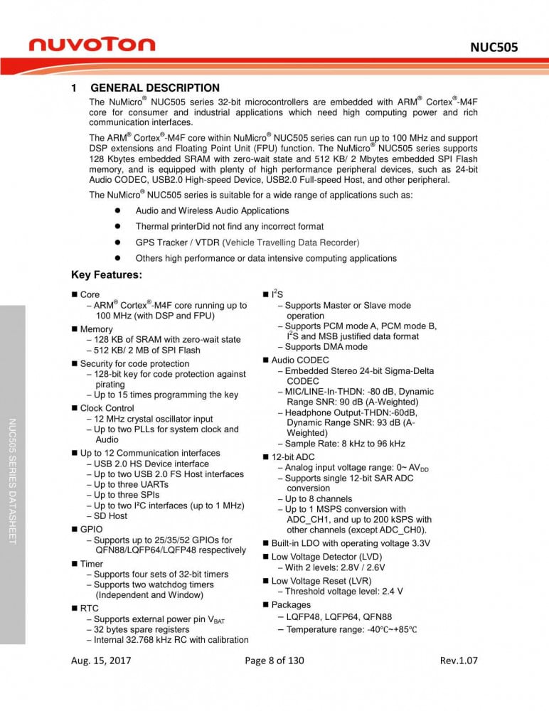 NUC505 datasheet page 8