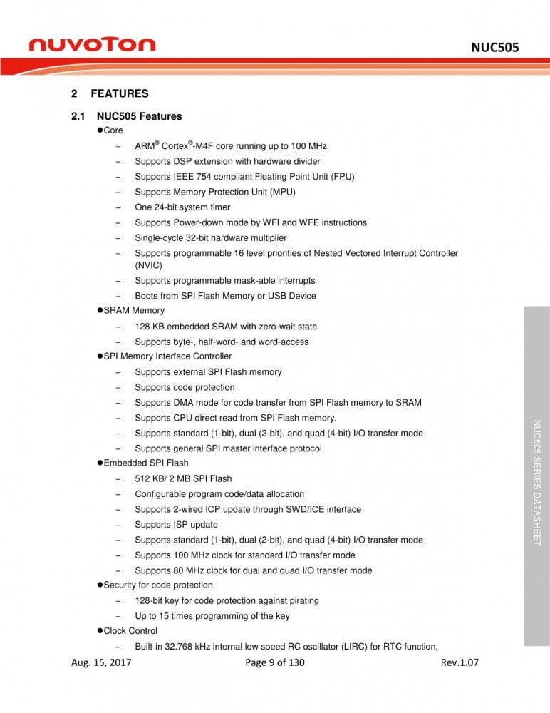 NUC505 datasheet page 9