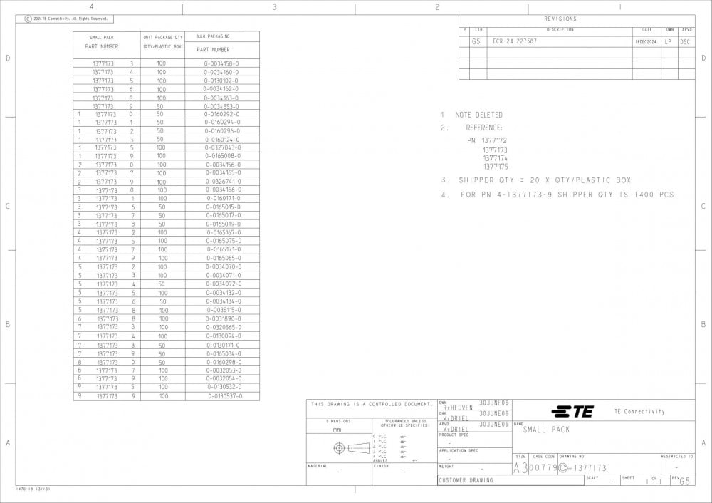 TE Connectivity C-1377173 small-pack controlled drawing preview