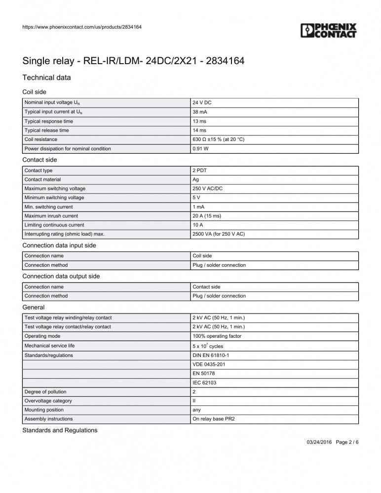 Phoenix Contact 2834164 technical document page 2