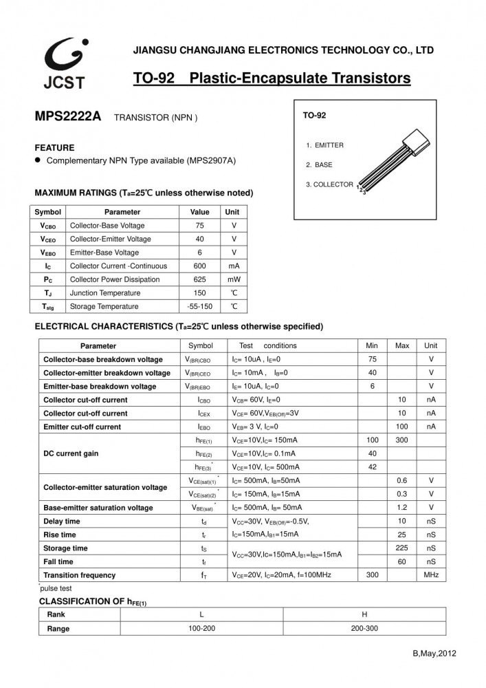 JSCJ MPS2222A datasheet page 1
