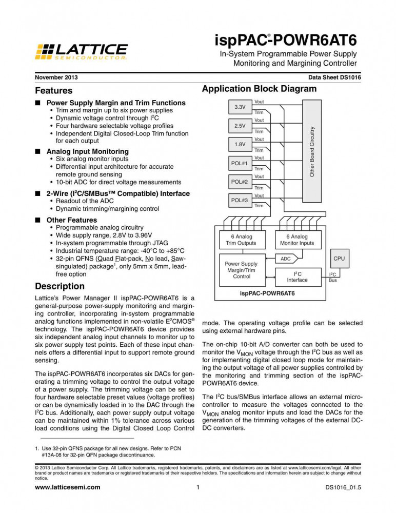 ISPPAC-POWR6AT6 datasheet page 1
