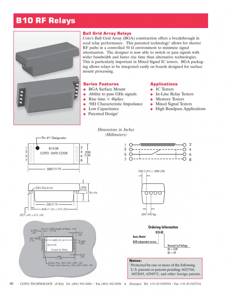 COTO B10 RF relay technical document page 1